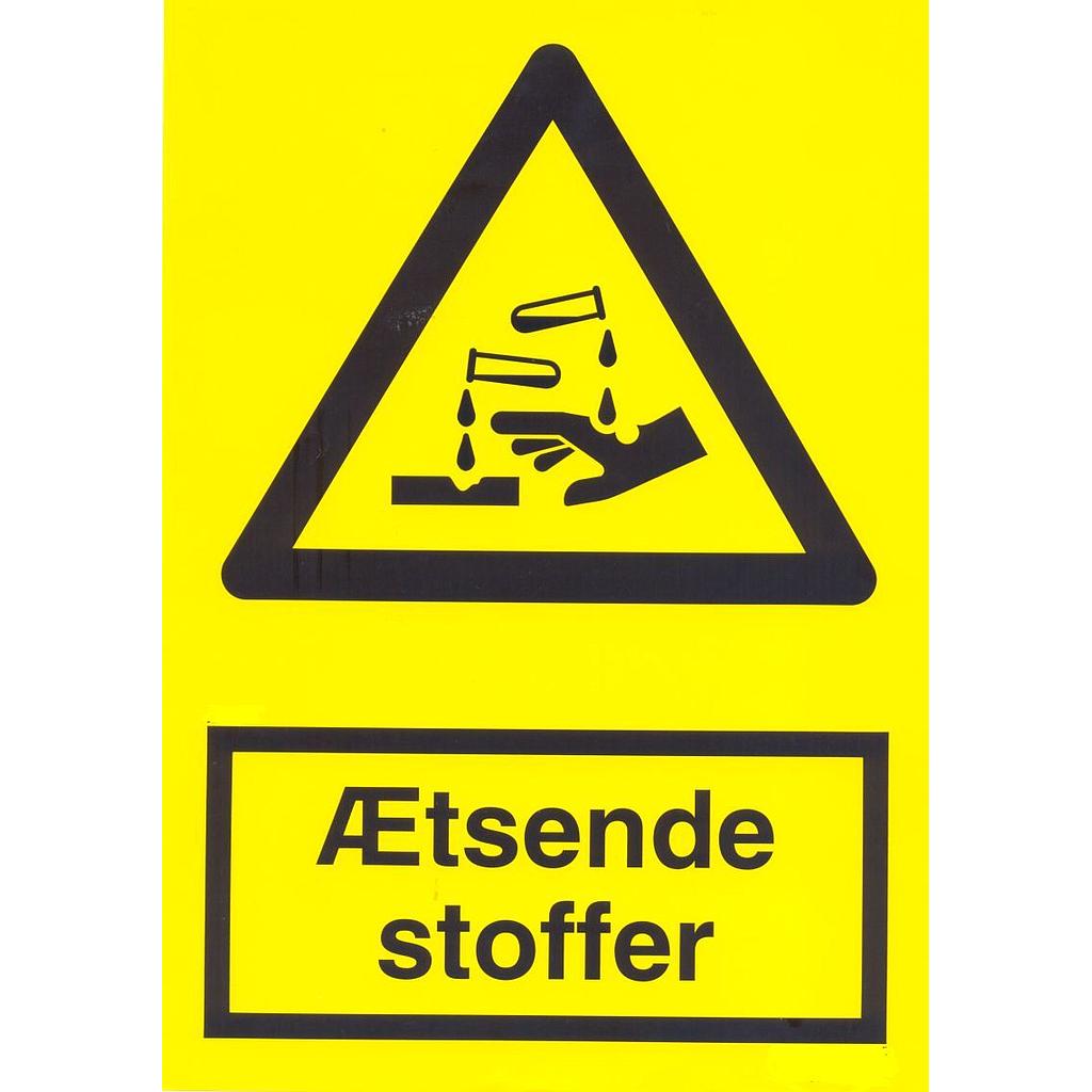 Ætsende stoffer 10 x 15 selvklæbende skilt | D-S Sikkerhedsudstyr | Bi